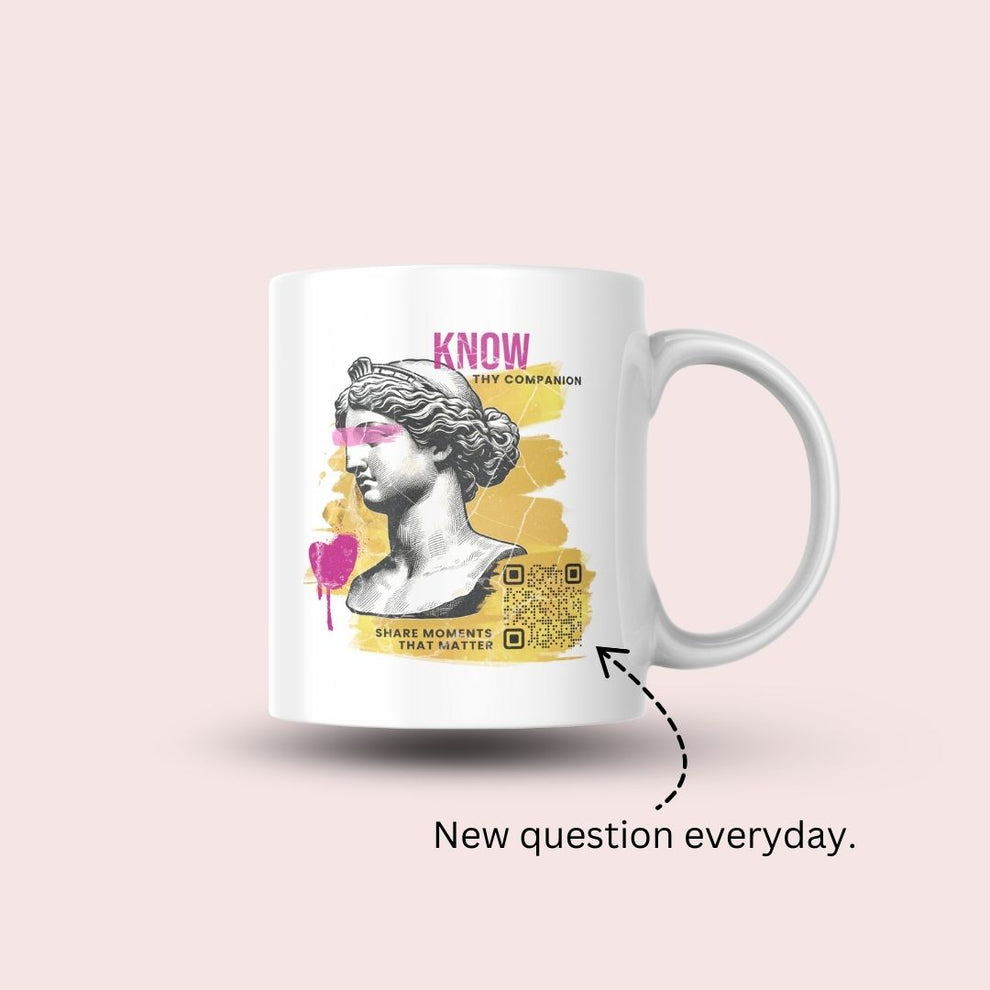 "Know Thy Companion" Couple's Daily Question Coffee Mug – Curious Supply